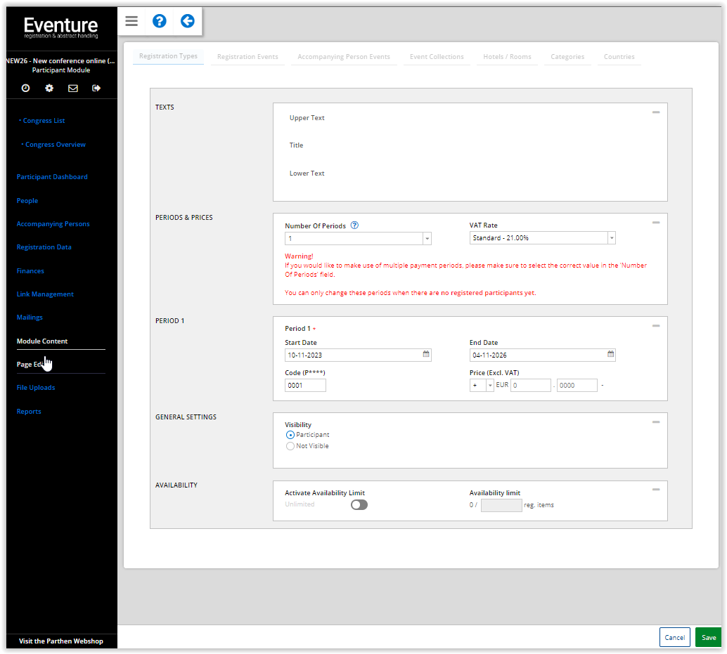 Step 2c: Setup Registration Types online – Eventure Helpcenter