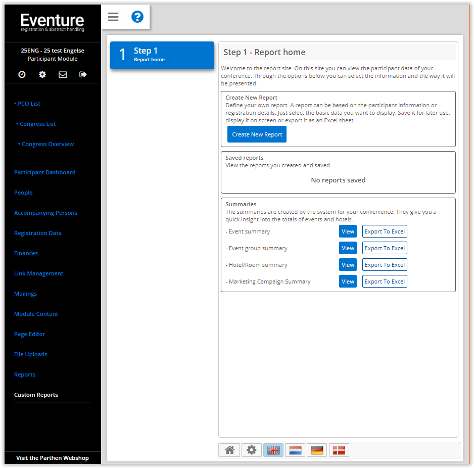 Online reporting - for your organisers/clients – Eventure Helpcenter