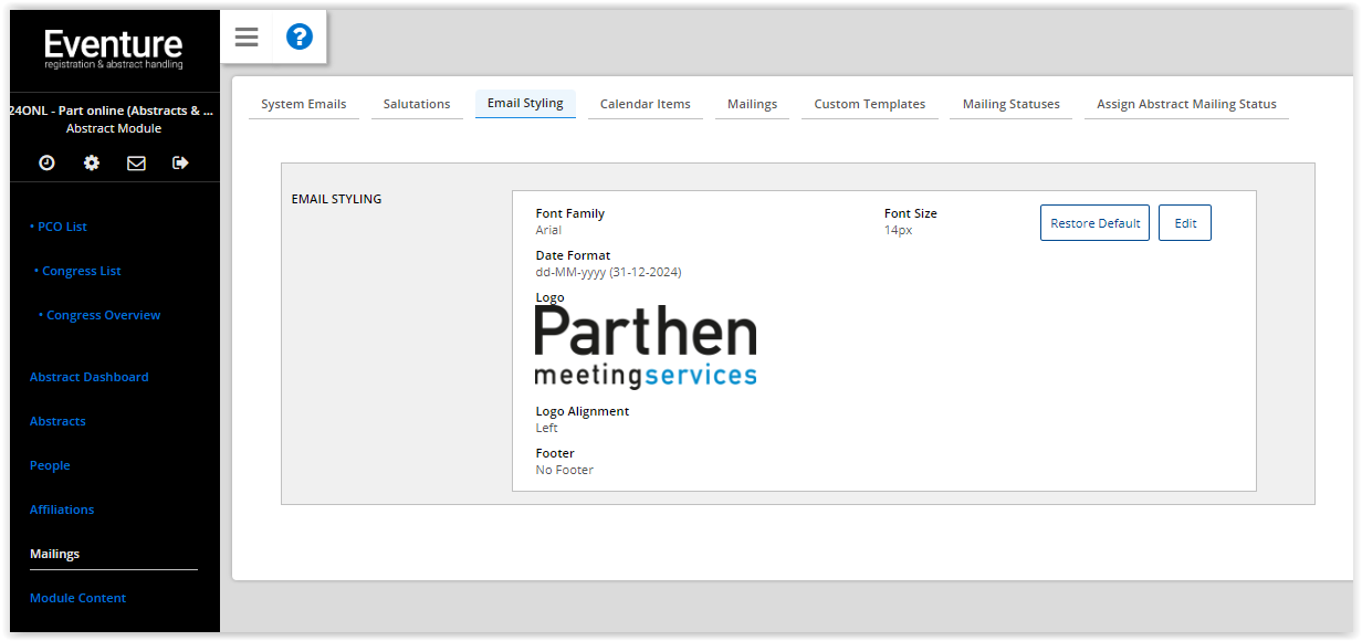 Step 4: Email styling (abstracts) – Eventure Helpcenter