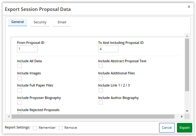 System reports Session proposal module – Eventure Helpcenter