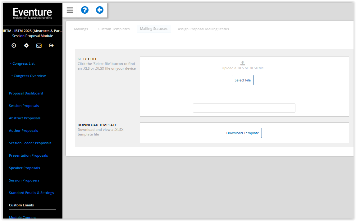 Step 1: Create session proposals mailing statuses – Eventure Helpcenter