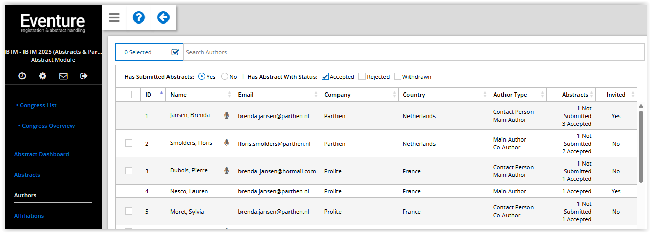 Invite authors for participant registration – Eventure Helpcenter