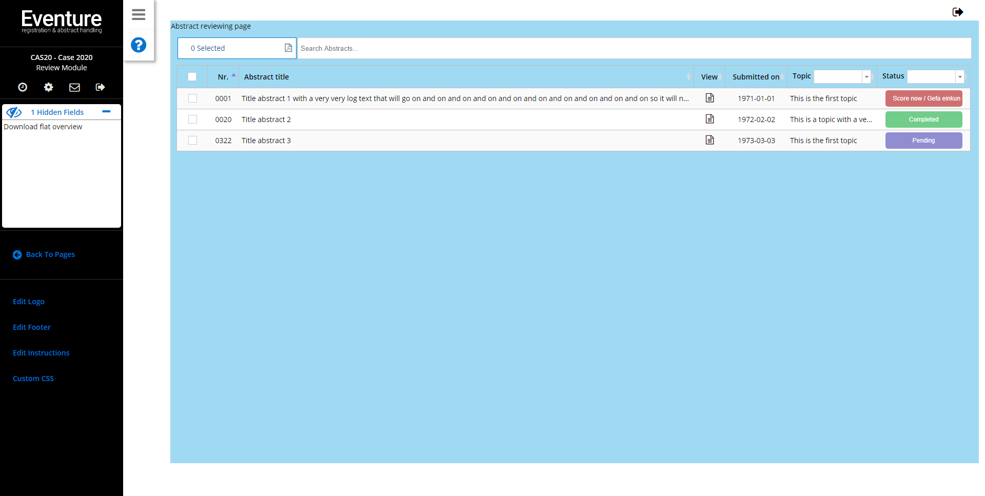 Modify the Abstract Overview Page – Eventure Helpcenter